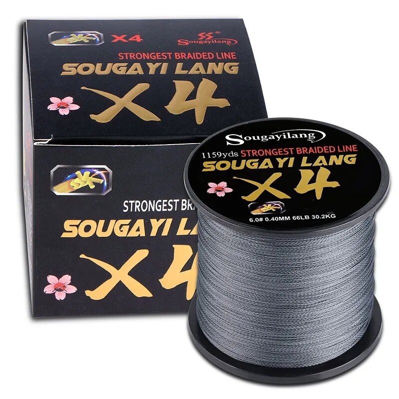 Плетеная рыболовная леска Sougayilang 4-х нитей для озера и моря 300m 0.16mm-10.6k, Grey