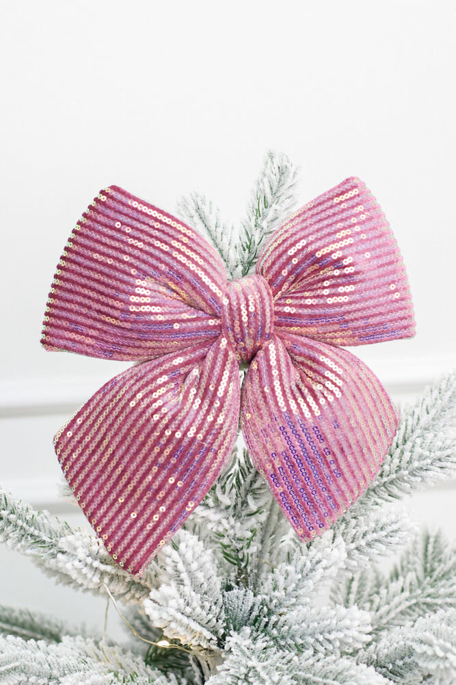 Декоративный бант элеанор, полиэстер, пайетки, розовый, 25х21 см, Koopman International CAA810800-2