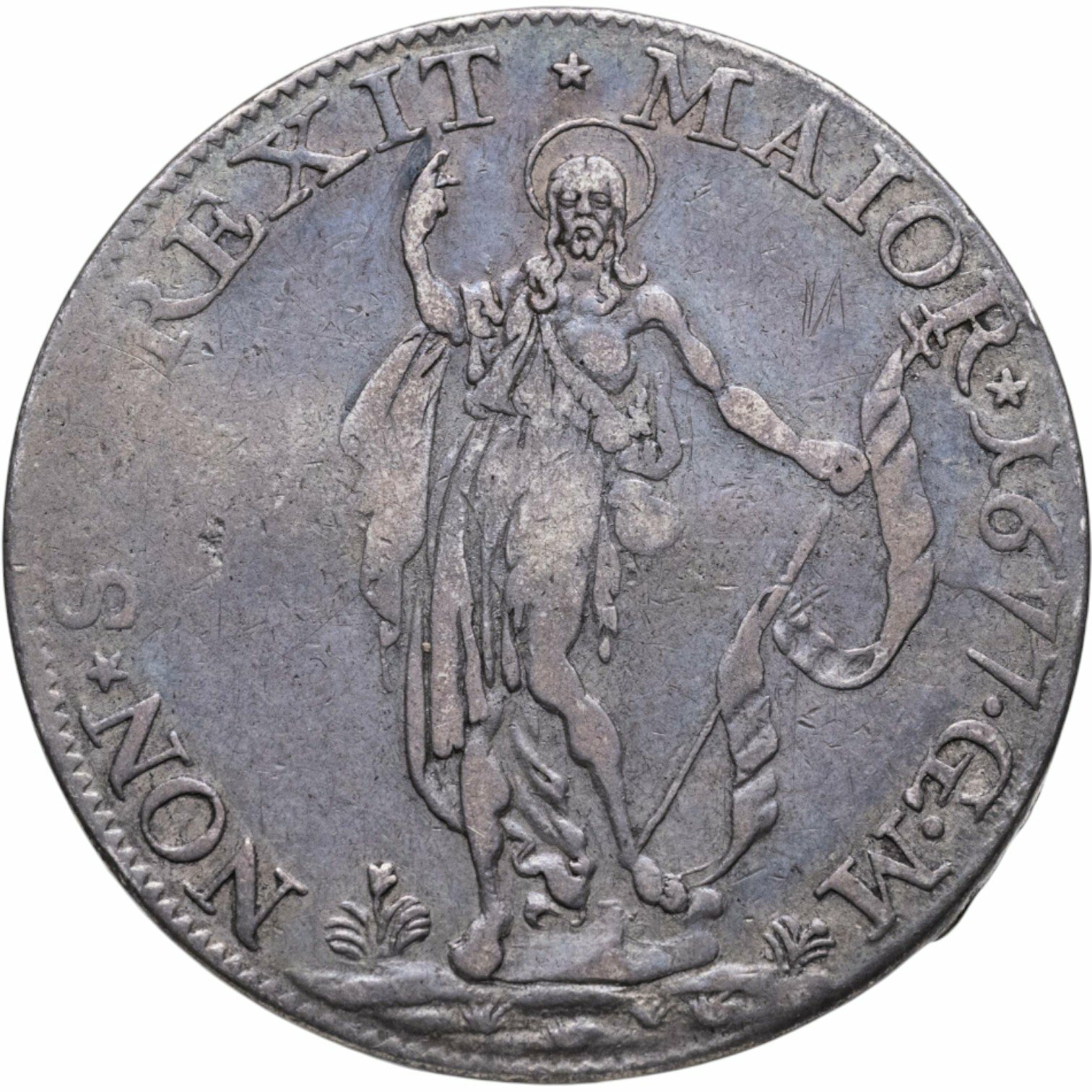 Генуя 2 лиры 1677, Серебро 888, в сохранности VF