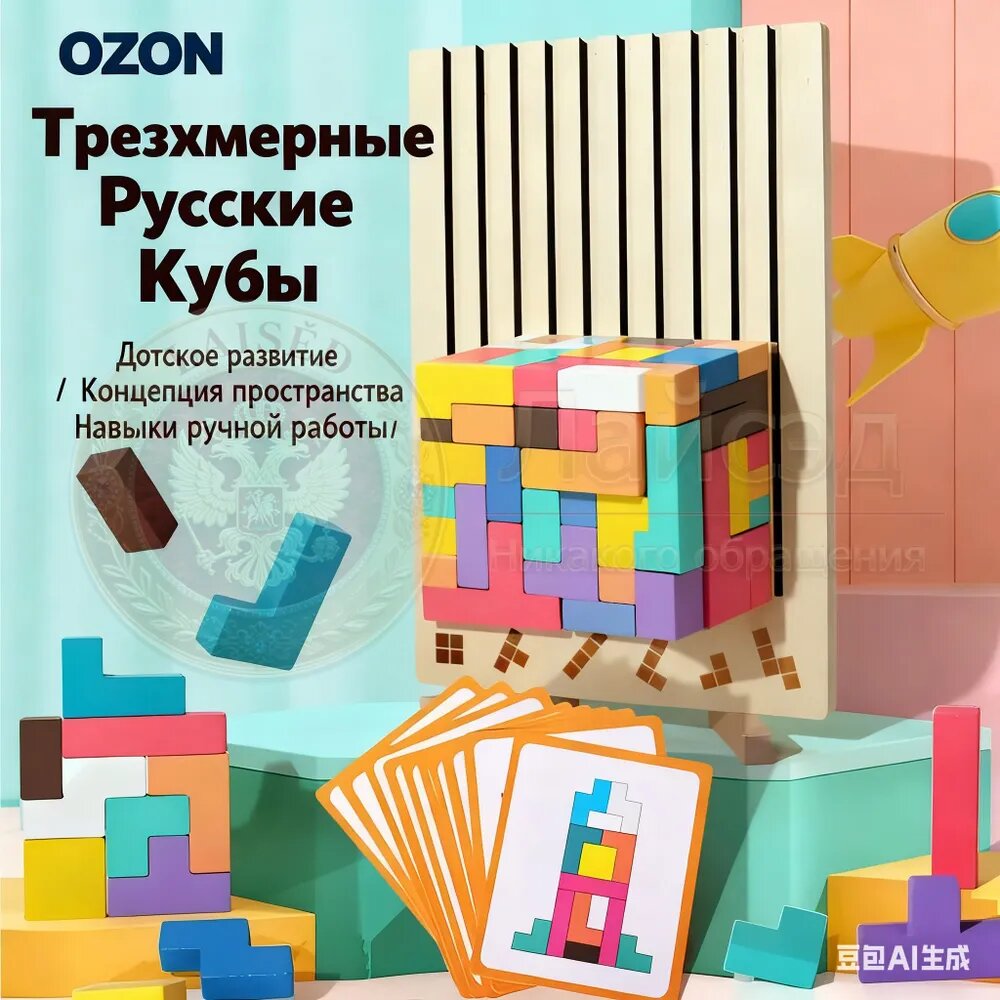 Детская развивающая 3D-головоломка "Тетрис"