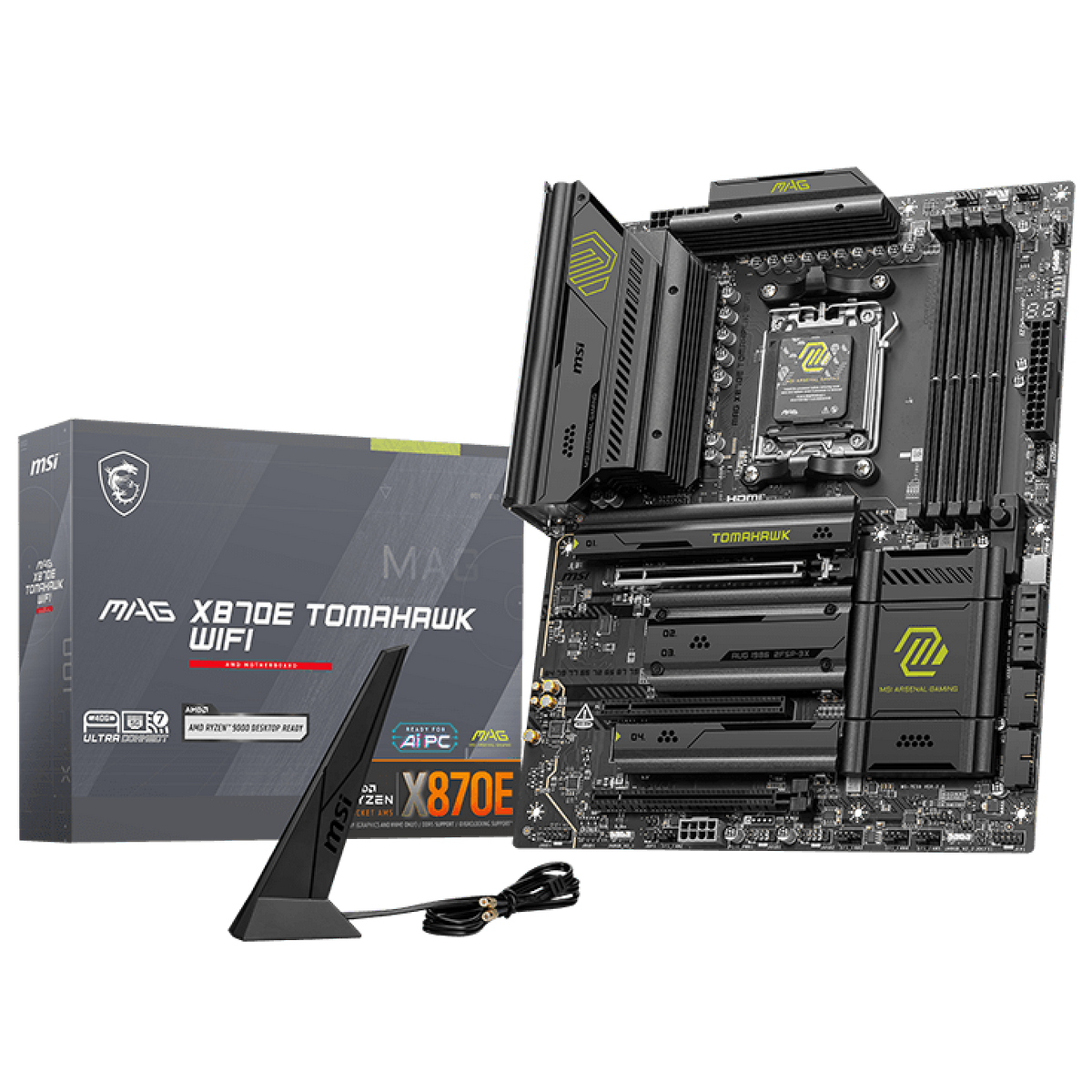 Материнская плата MSI MAG X870E TOMAHAWK WIFI уц-3 X870E, AM5, 4*DDR5, 3*PCIEx16, 4*M.2, 4*TypeC, 2*USB3.2Gen2, 7*USB3.2Gen1, 8*USB2.0, 4*SATA3.0, 5G, Type-C(DP), HDMI, ATX, RTL