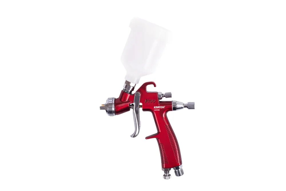 Краскораспылитель Кратон LVLP-03G ( расход воздуха 95 л. мин, d сопла 0.8 мм, емкость бака 0.12 л, размер штуцера - 1,4 дюйма , верхний бачек)/ для окраски изделий / мягкое распыление