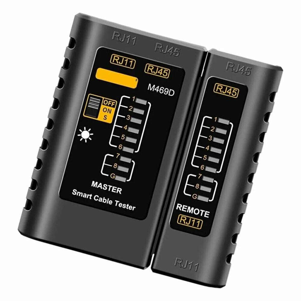 Тестер кабеля M469D RJ45 RJ11 RJ12 CAT5 UTP LAN, Черный