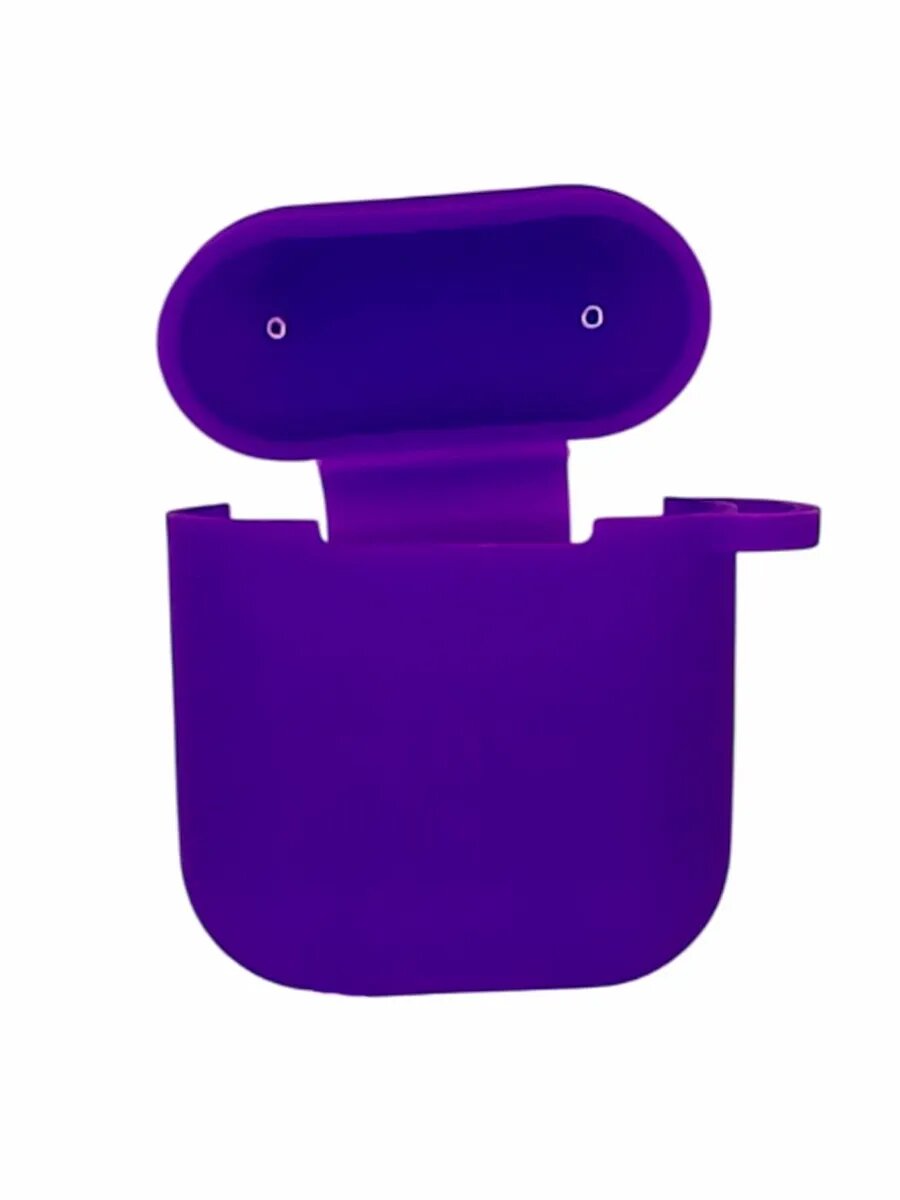 Чехол для Airpods 1/2 Silicone case, с карабином, Soft-touch, фиолетовый