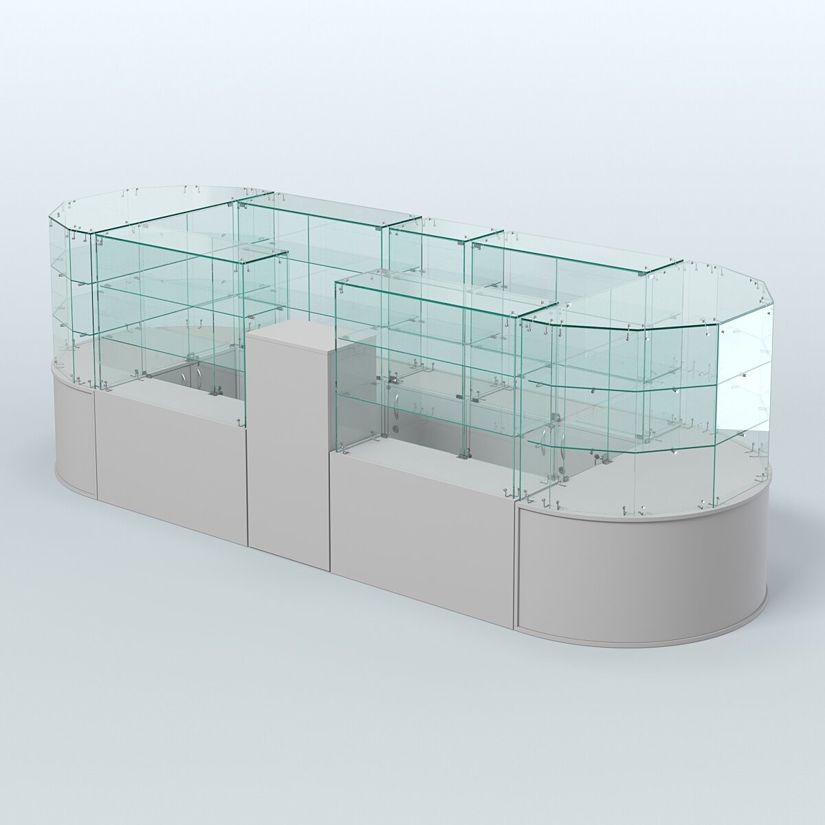 Круглый стеклянный островок-павильон серии кольцо вытянутый №3, Серый