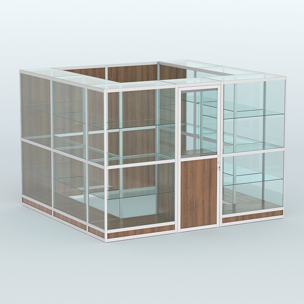 Павильон из профиля пристенный №9г (6,75 кв. м), Орех