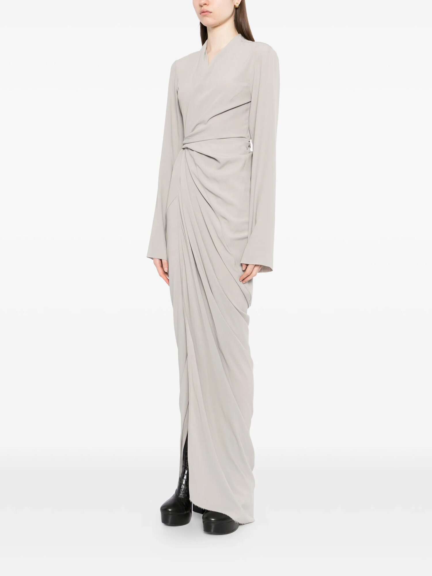 Платье Rick Owens Wrap draped maxi dress, размер 42, серый — фото 1