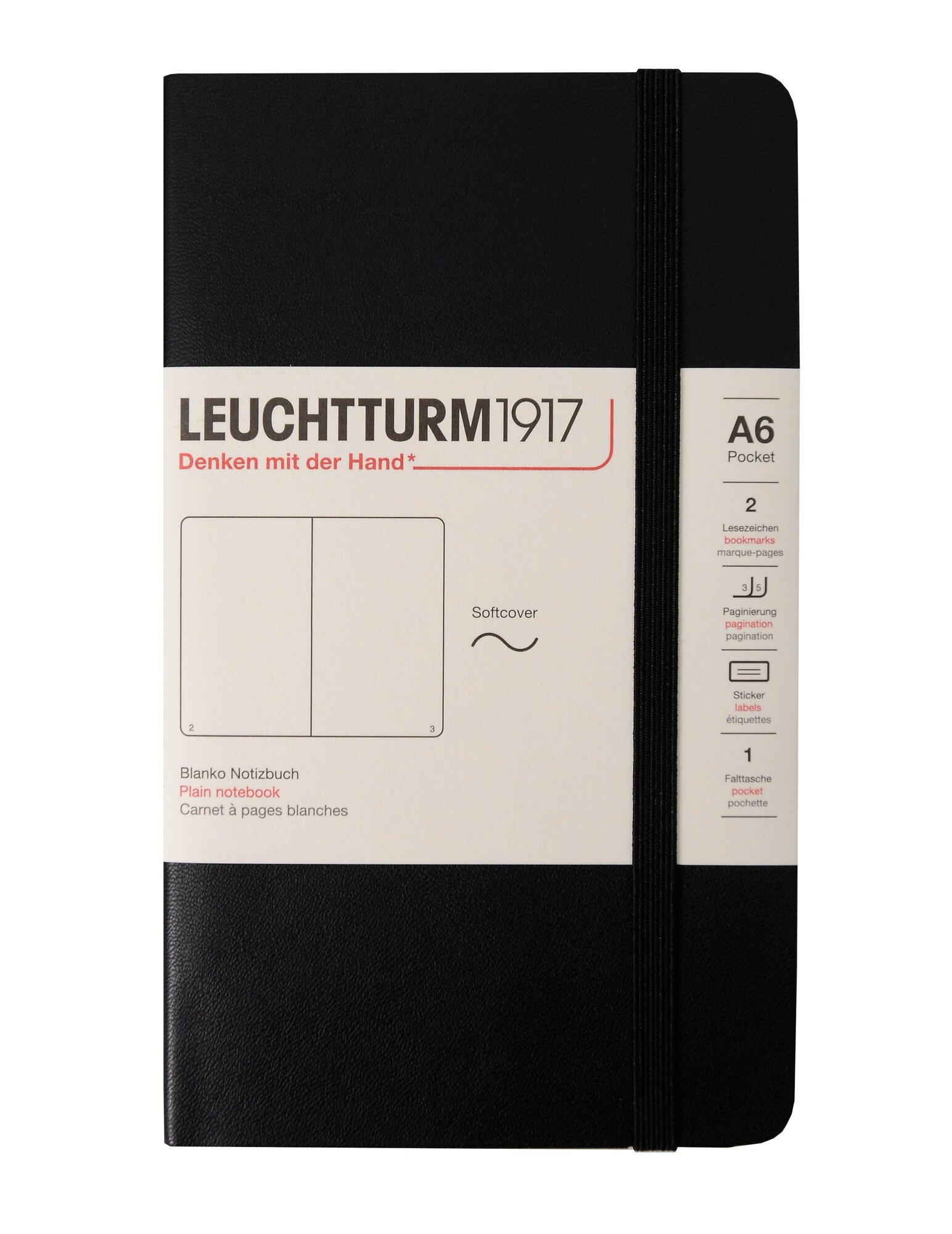 Записная книжка «Classic» А6, 61 листов, нелинованная, черный, Leuchtturm1917