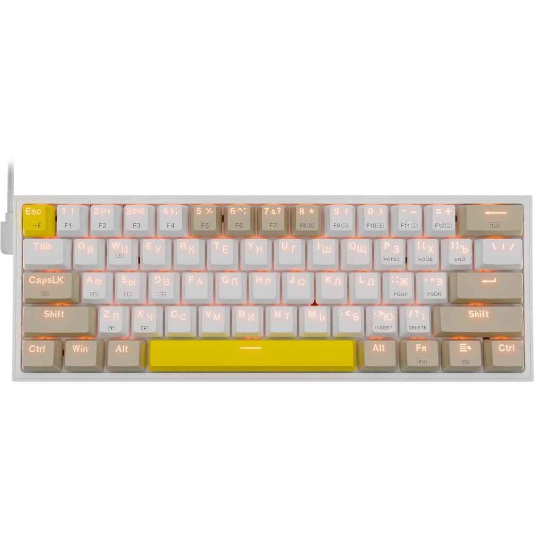 Клавиатура Redragon Fizz, USB, серый/белый тип подключения: проводная, интерфейс: USB-test