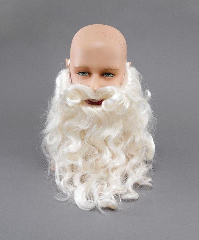 Густая борода Деда Мороза Люкс, 30 см белая