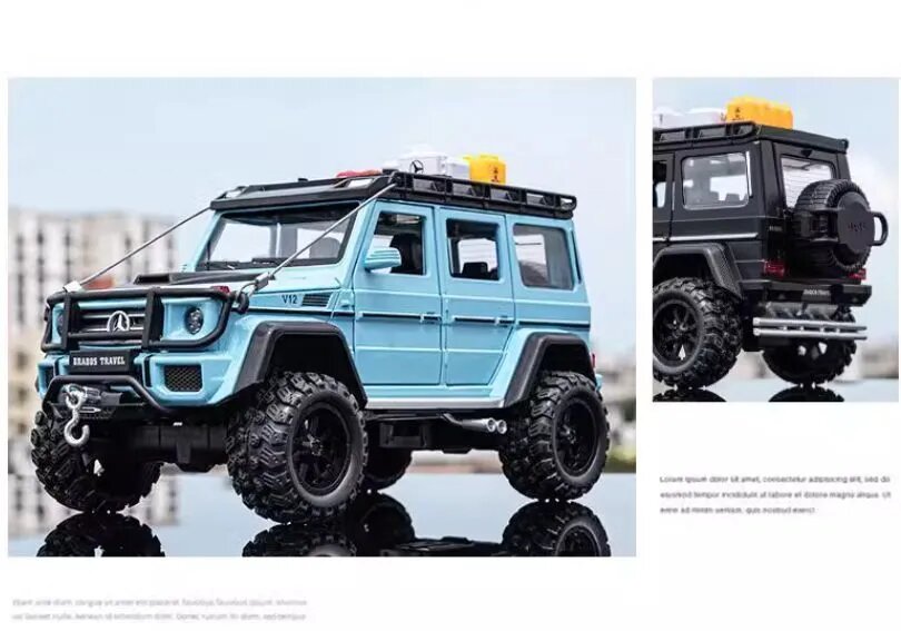 Масштабная модель машинки Brabus Travel Mercedes-Benz G-Class V12 1:24 Голубой Игрушечная машинка — фото 1