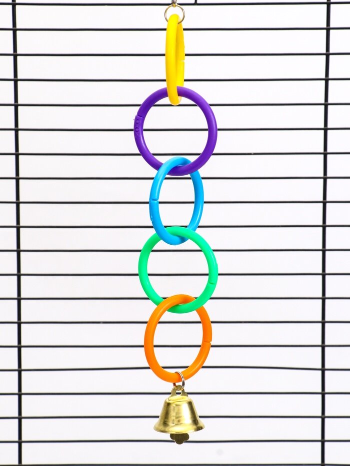 Игрушка для птиц «Разноцветные кольца», пластик, разноцветная
