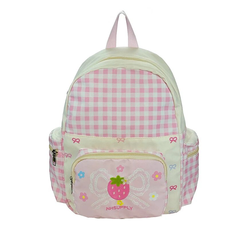 Корейские кавайные рюкзаки с клубникой Y2K, милая школьная сумка для девочек, мягкие студенческие рюкзаки большой емкости для девочек, милые подарки, новые рюкзаки