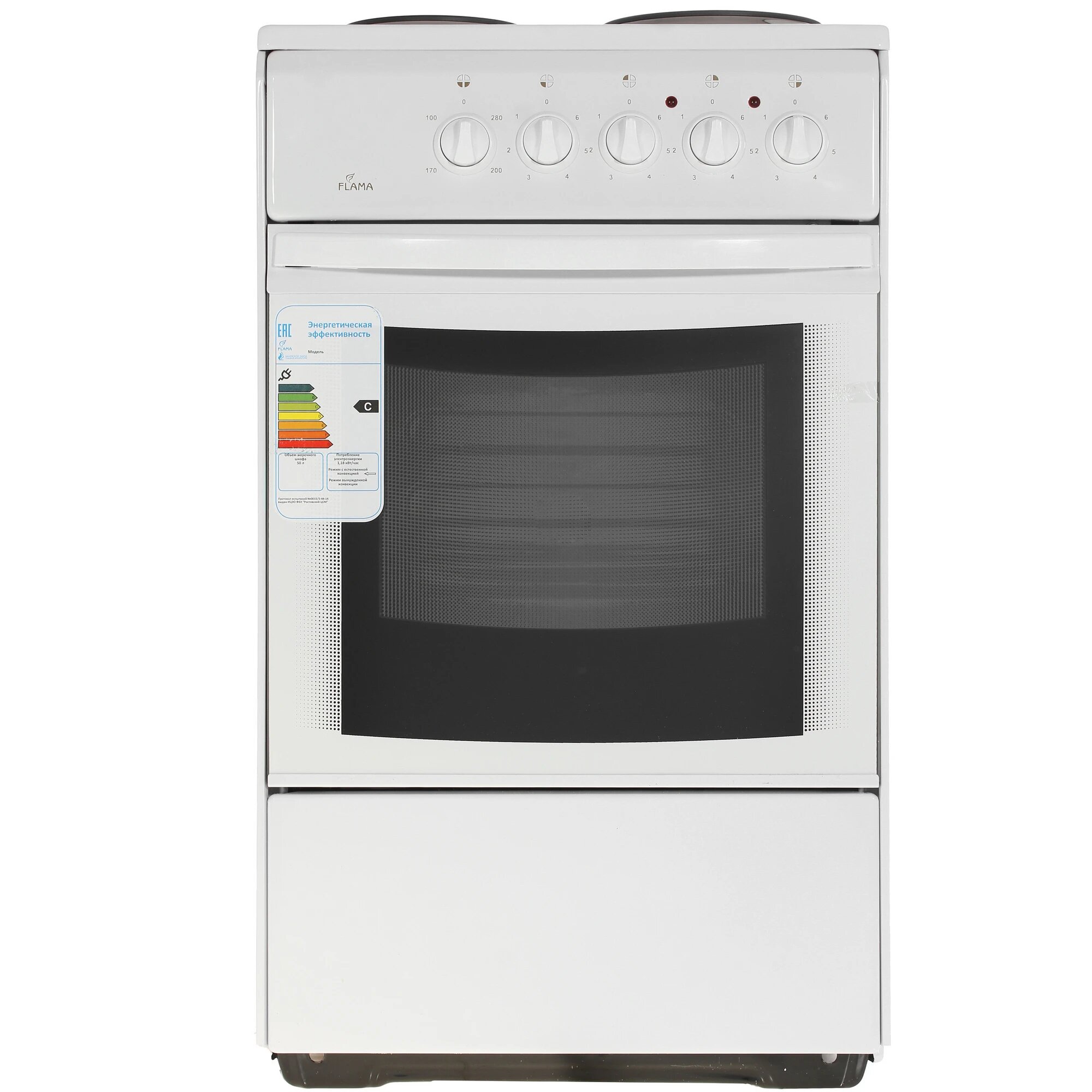 Электрическая плита Flama AE 14025W, 4 конфорки, электрическая, белая