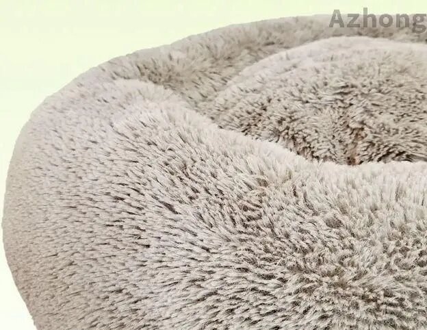 Пуфик для животных "Azhong" из искусственного меха, лежак для кошек и собак мелких пород, 45x45x15 см, коричневый — фото 1