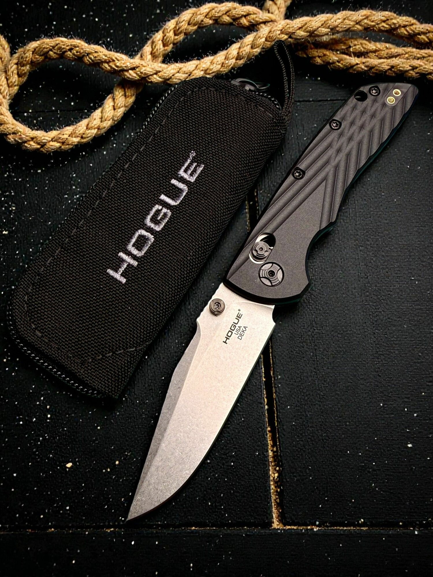 Нож складной Hogue HO24379 Deka, MagnaCut Blade, Black Handle