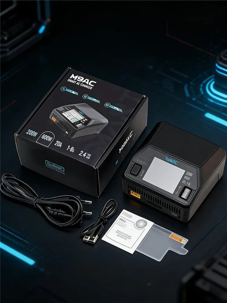 ToolkitRC M8AC AC200w / DC600W Двойной входной 20A зарядный ток,1 - 8S 1A Сбалансированный ток Многофункциональный сигнал Испытательный выход Регулируемый источник питания