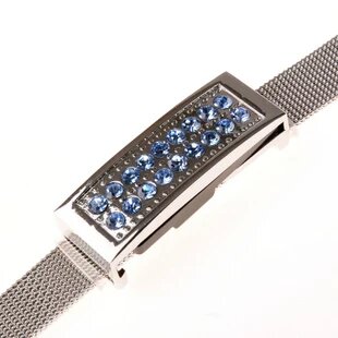 USB-флешка-браслет 256 ГБ с голубыми диамантами, серебристый цвет, стильное решение