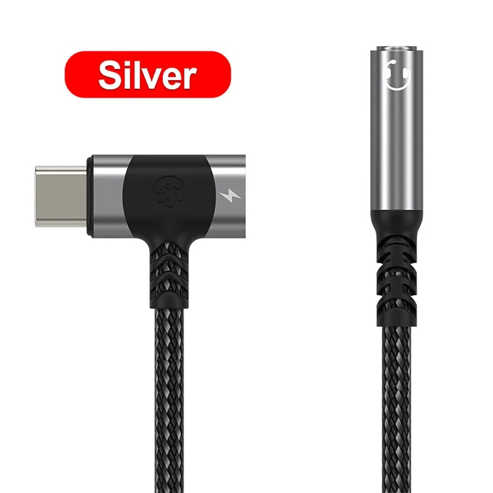 Silver USB-C - 3.5 мм AUX адаптер-кабель