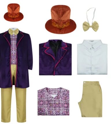 Косплей костюм Чарли и шоколадная фабрика Фиолетовый, S, Wonka A