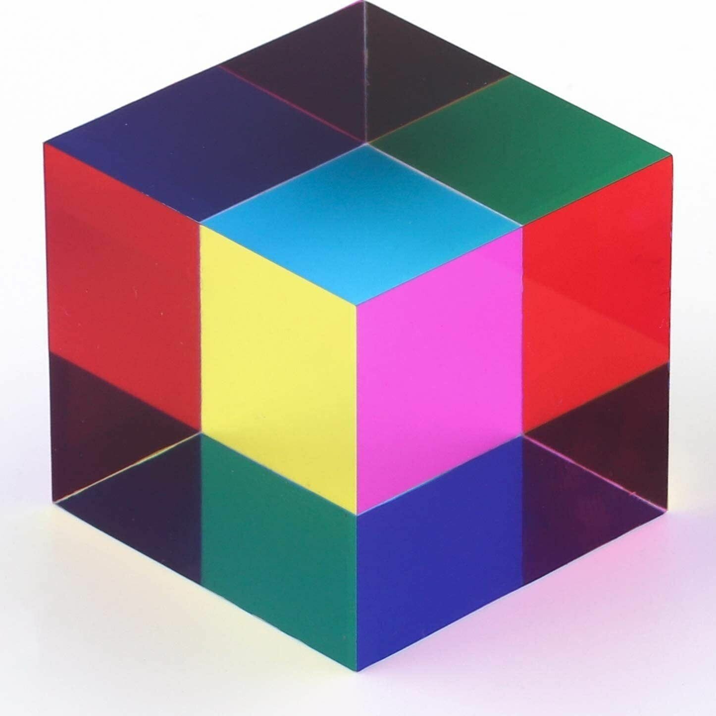 ZhuoChiMall CMY MIXING Color Cube, 50 мм красочный акриловый Cmycube Prism для домашнего или офисного настольного украшения, Toys STEM/Steam, научные образовательные подарки для детей 022