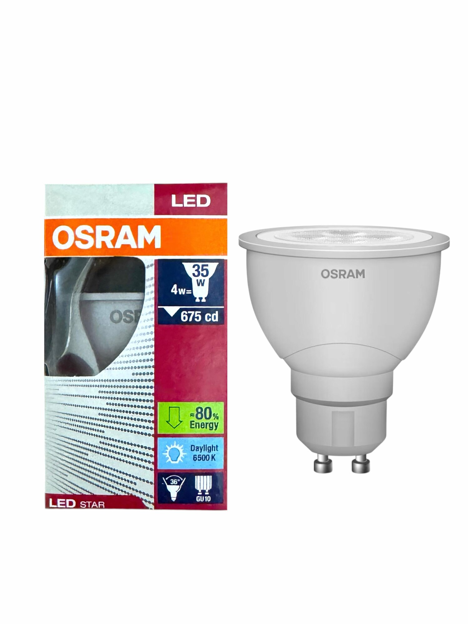 Лампа светодиодная Osram LED Star PAR16 4W (35W) 230V GU10 36 6500K