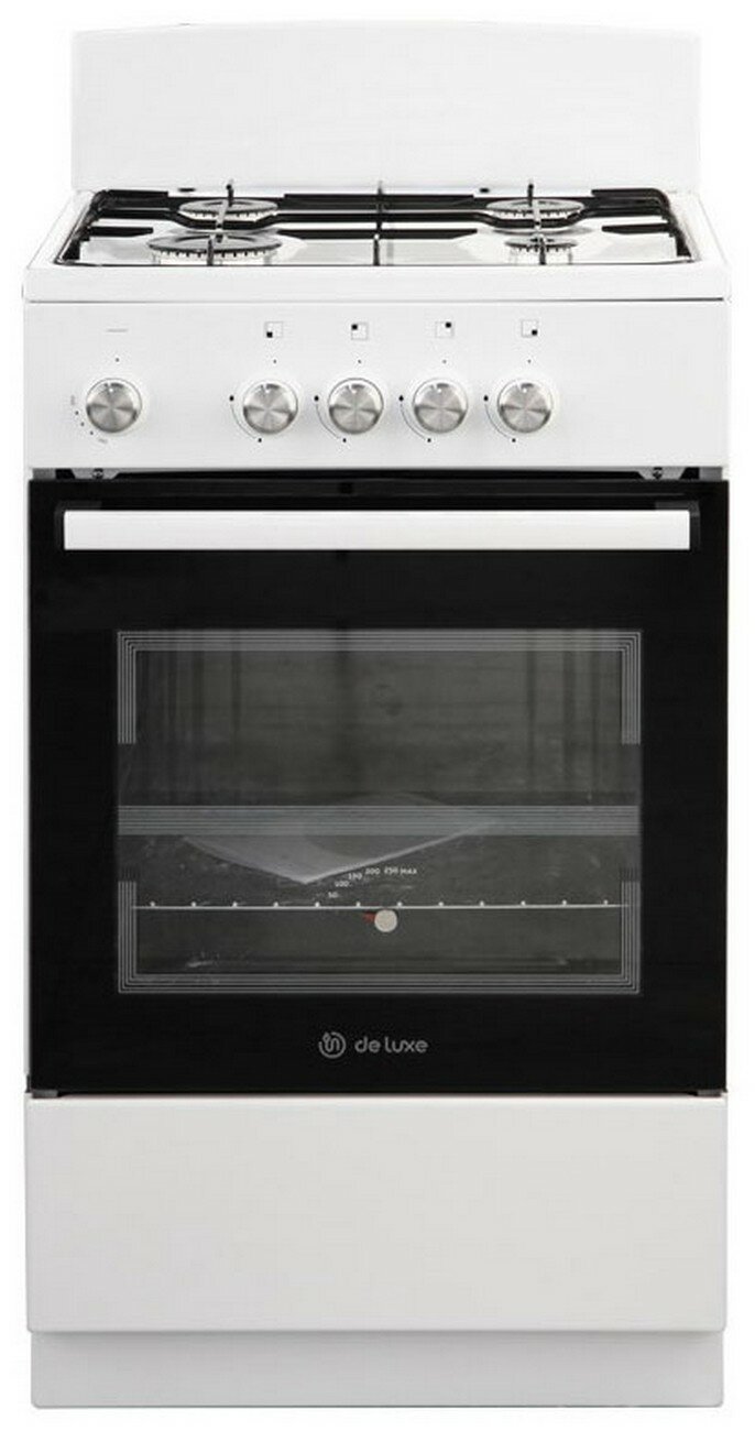Газовая плита De luxe 5040.48г 50 см, 43 л, 4 конфорки, белый