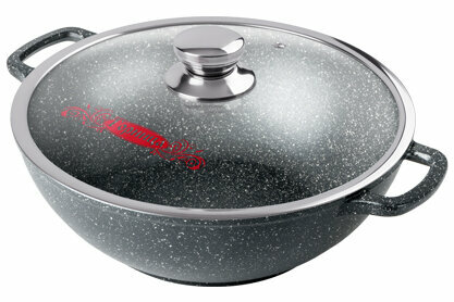 Казан литой 4л с крышкой Гранит, антипригарный, для плова, супов, Горница