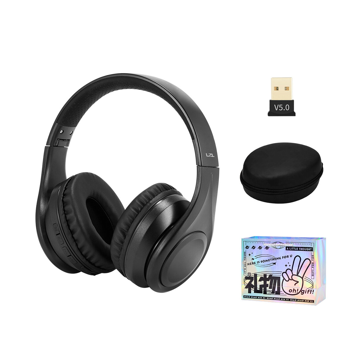 Беспроводные накладные наушники унисекс LZL 52463882, Bluetooth 5.3, складные, черный цвет, время работы 30 часов