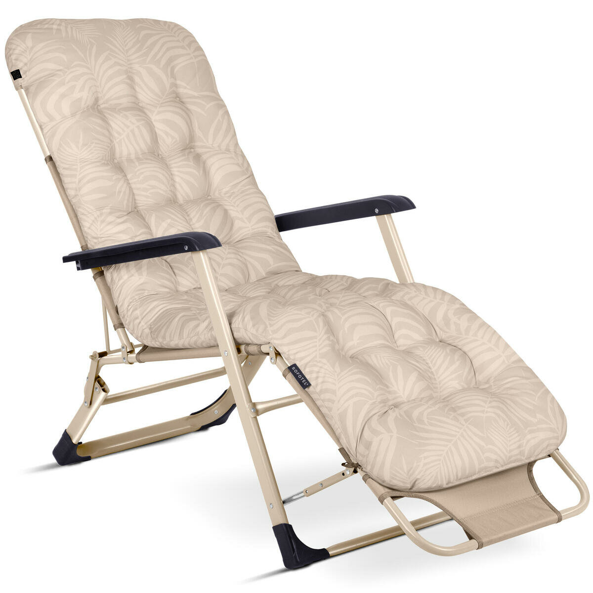 Decathlon Складной шезлонг Sofotel ChillWell Luxury - с матрасом и подголовником, макс. нагрузка до 120 кг. Цвет бежевый