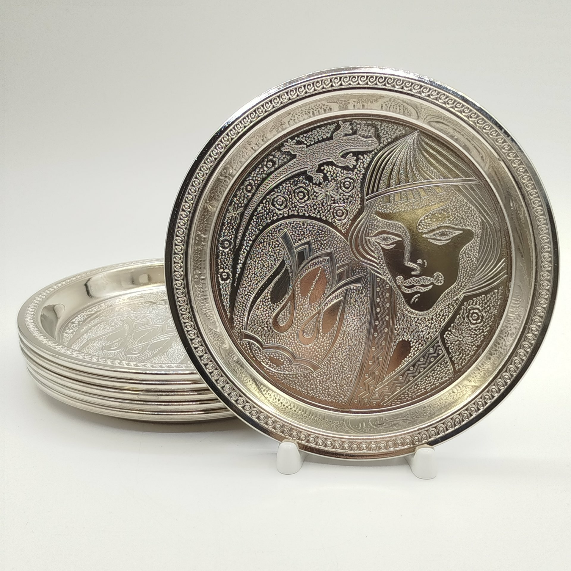 Набор из 6-ти тарелок (подносов) "Каменный цветок"