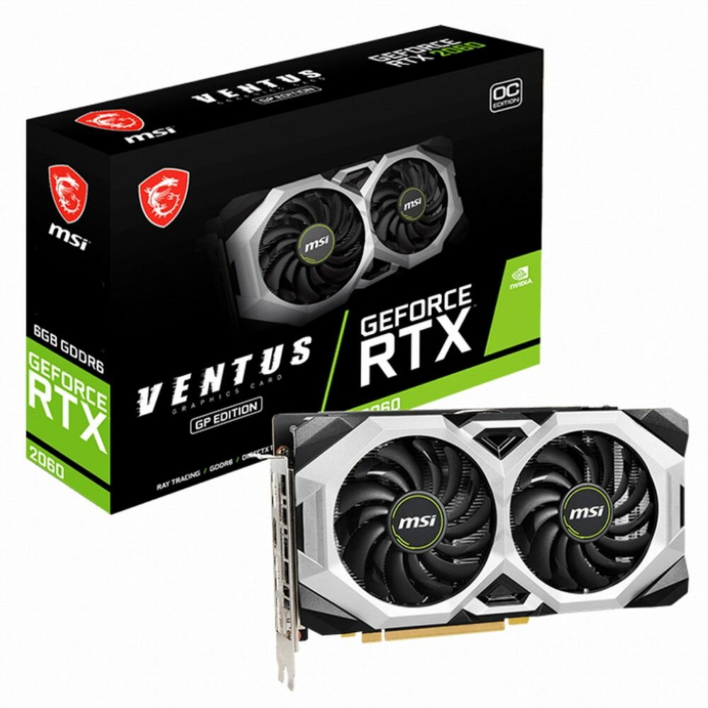 Видеокарта MSI RTX2060 VENTUS GP OC 6GB GDDR6 192bit HDMI 3xDP RTL