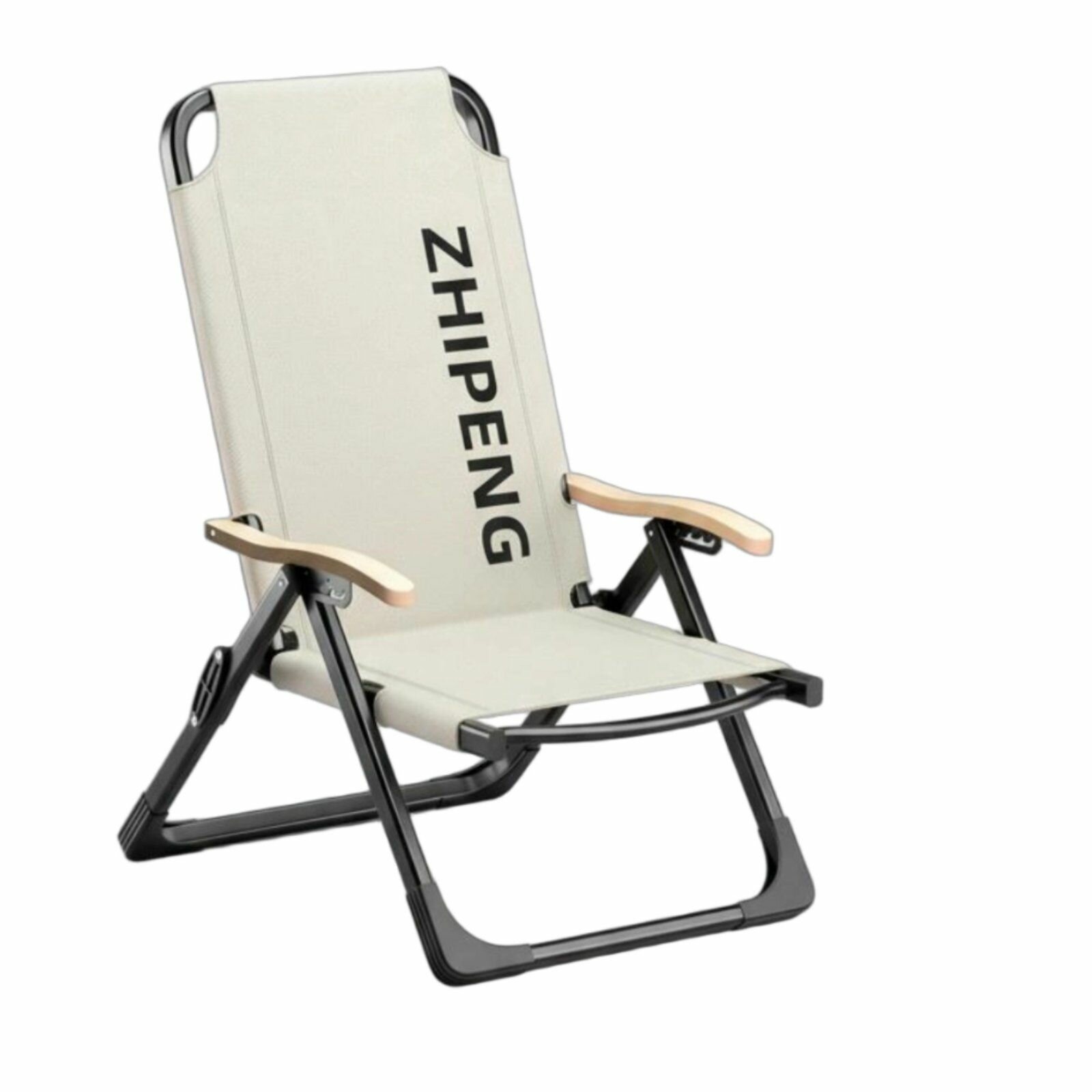 Раскладное кресло-шезлонг с высокой спинкой. Складной стул для туристов, отдыхающих, кемпинга, рыбалки, отдыха на природе. Туристическое снаряжение.