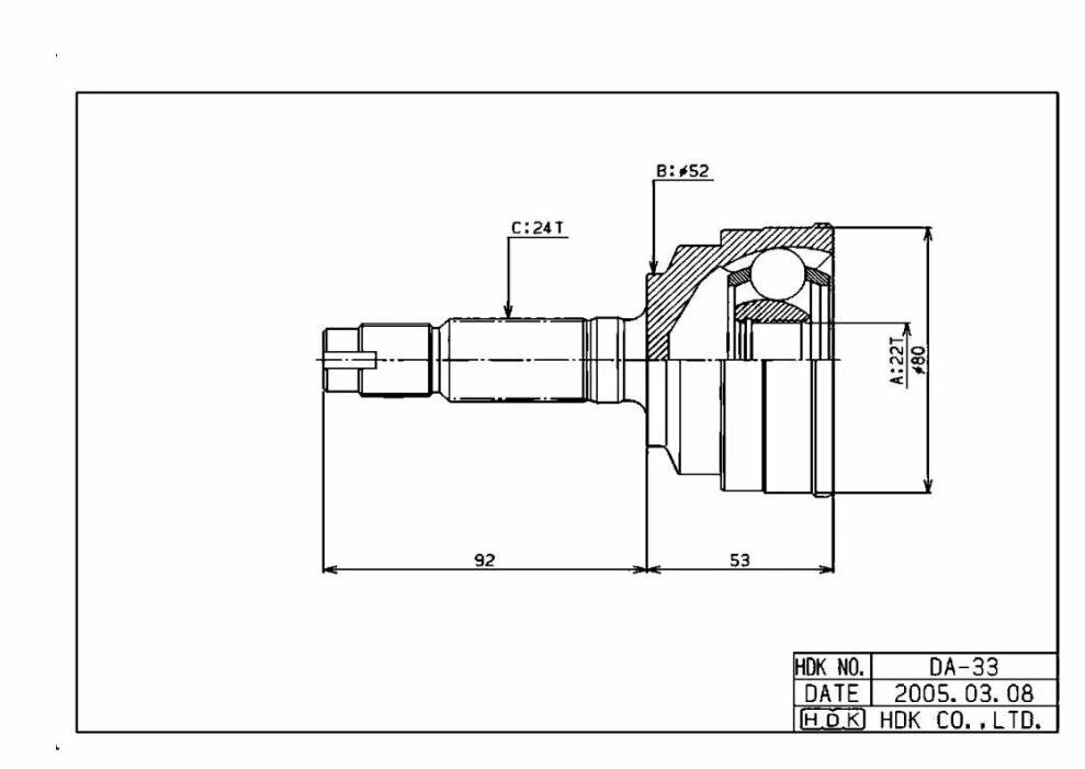 ШРУС наружный HDK DA-033 Daihatsu Charade 93->. Gran Move 96->