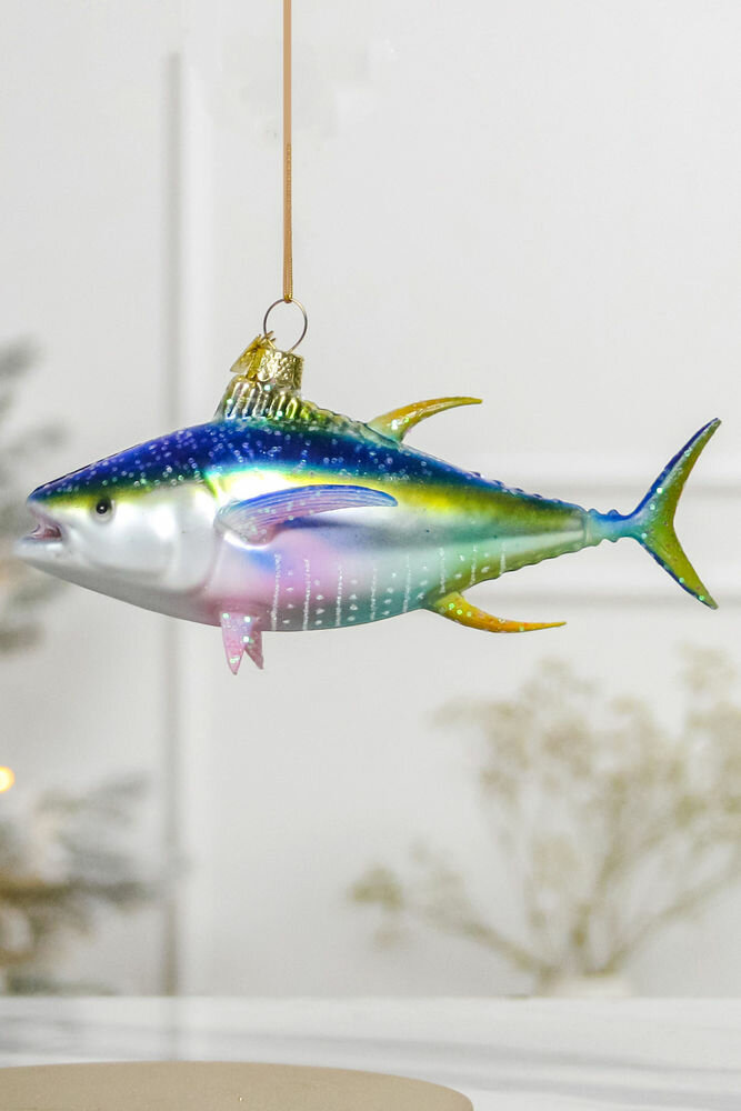 Ёлочная игрушка роскошный тунец, коллекция мечта рыбака, стекло, 15 см, Kurts Adler NB1764