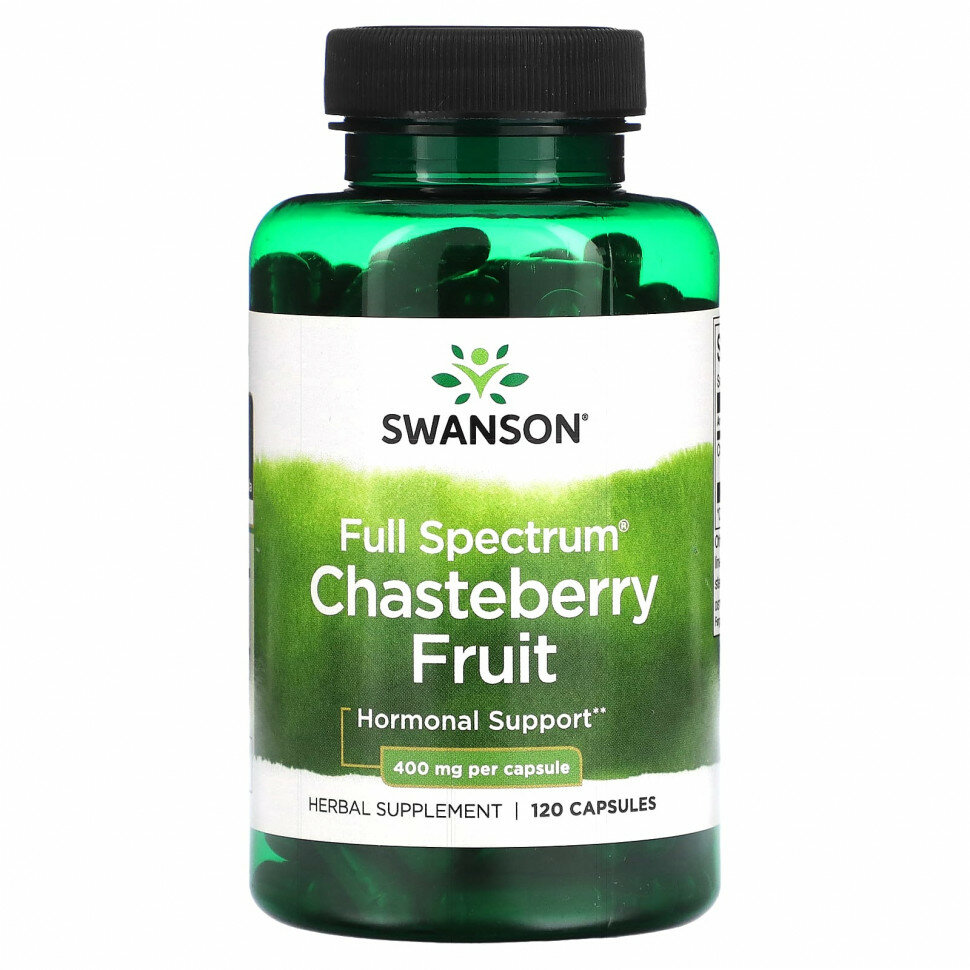 Swanson, Chasteberry Fruit, Полный спектр плодов черники, 400 мг, 120 капсул