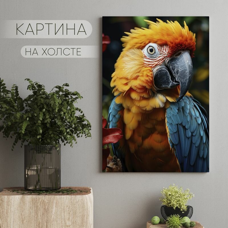Картина на холсте птица Попугай (30) 20х30 см
