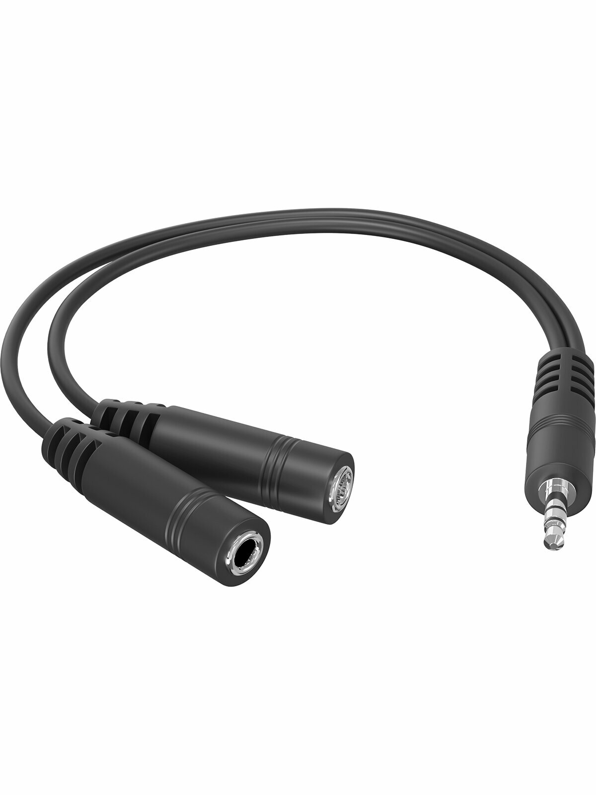 Аудио разветвитель сплиттер GSMIN Sound Split для двух наушников Mini Jack джек 3.5 мм смартфона, ноутбука, ПК (20 см) (Черный)