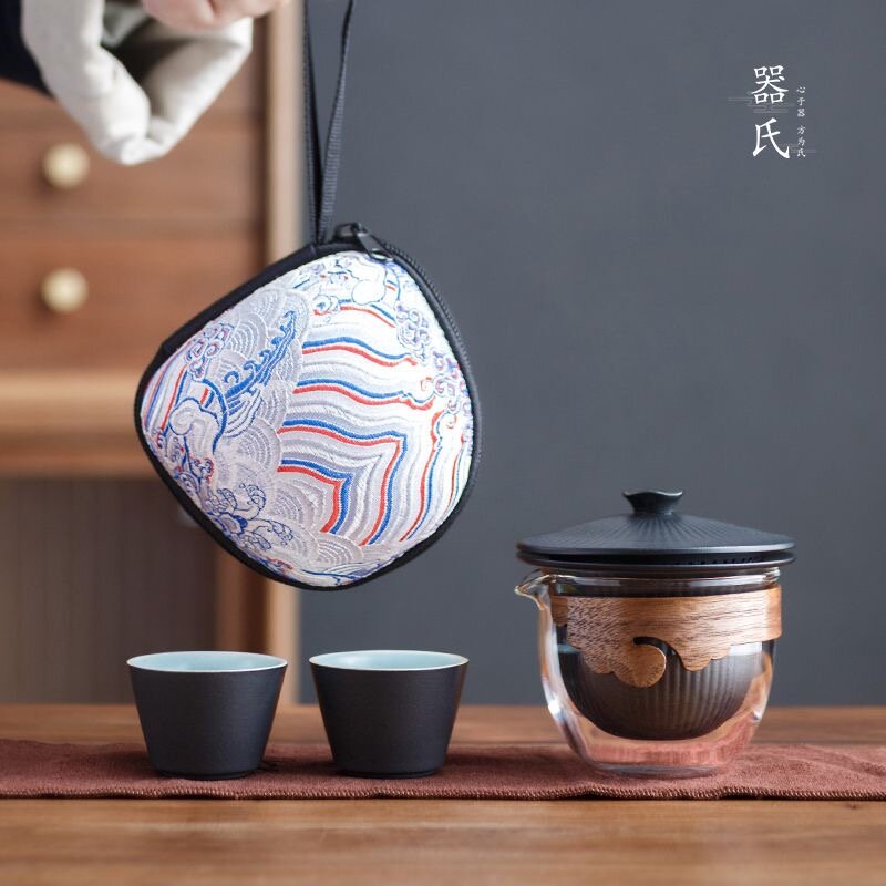 Китайский набор для чайной церемонии, Бирюзово-зеленый, NOBNOI, дорожный чайный набор