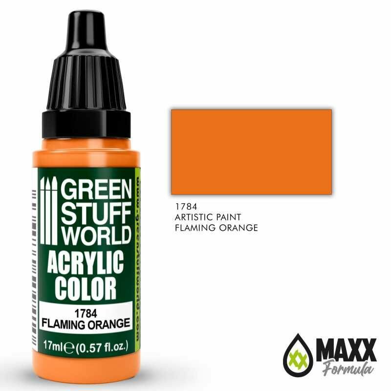 Краска акриловая 1784 цвет Flaming Orange, 17 мл, Acrylic Color, Green Stuff World
