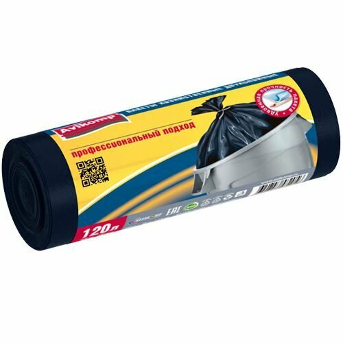 Мешки для мусора Avikomp Professional, рулон, 120 л, 10 шт, двухслойный ПВД и ПНД 25 мкм, до 70 кг, цвет синий (2056)