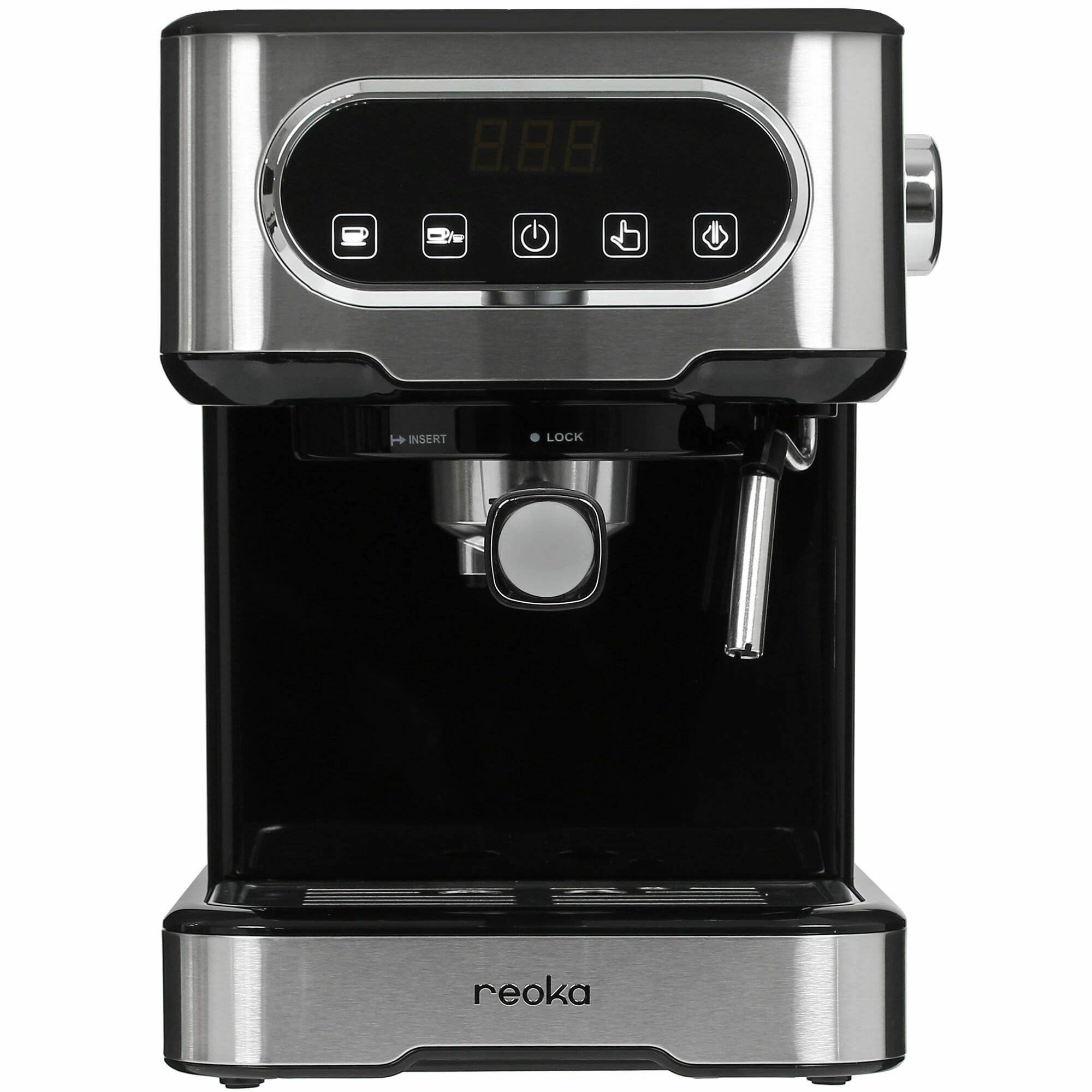 Рожковая кофеварка Reoka RKEM-400, серебристая, для эспрессо, капучино, латте