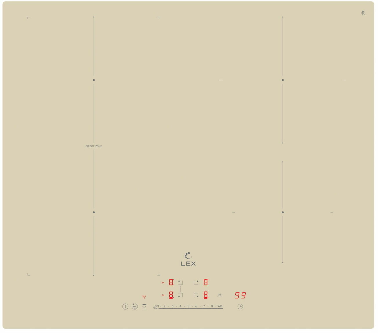 Варочная панель Lex EVI 641A I IV слоновая кость, индукционная, FlexZone, таймер