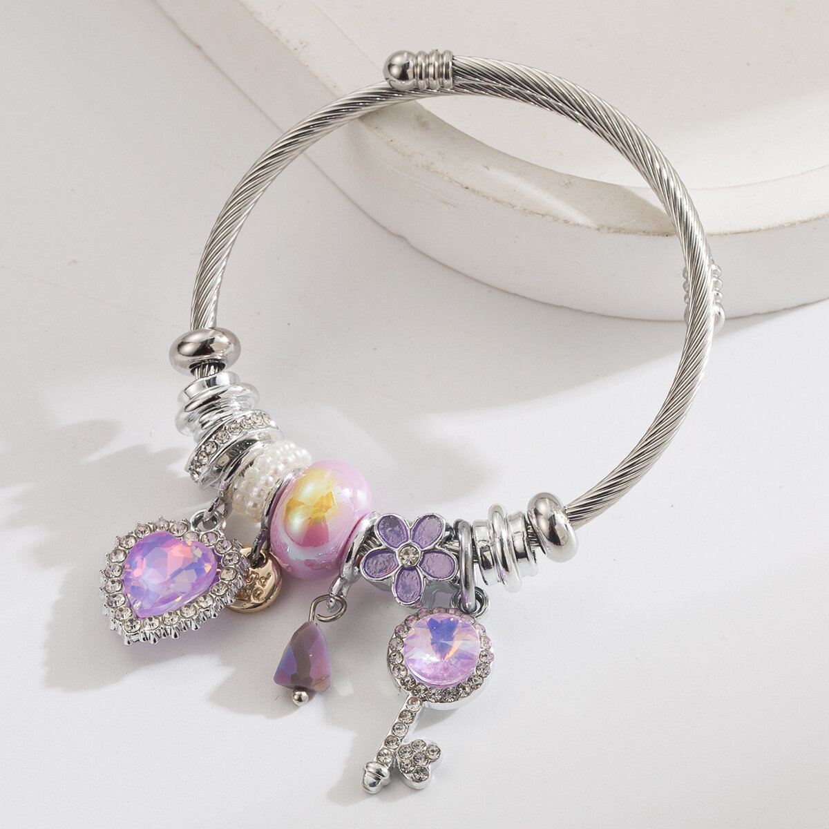 YM Mall Золотой браслет Медведь-сердце-слон Подвесной Илустрирует процветание и шарм