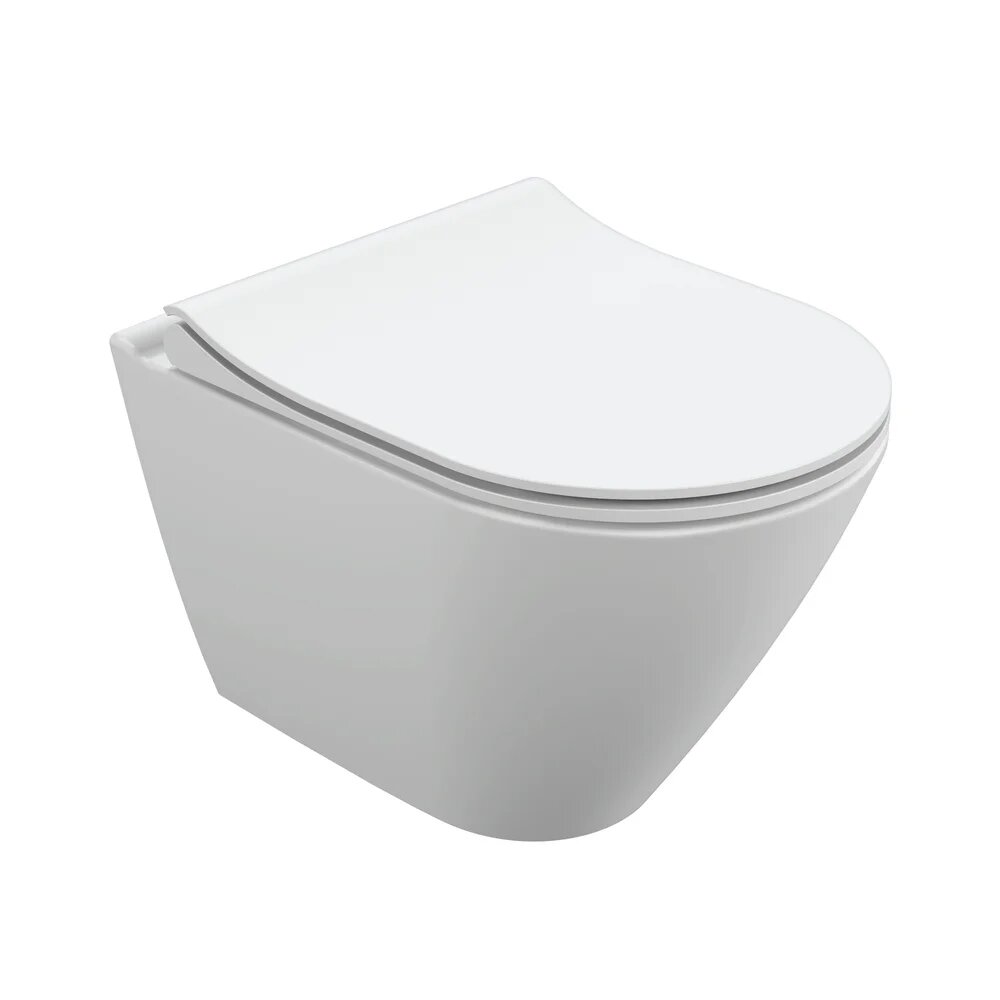 Унитаз подвесной Cersanit City Smart Clean On DPL EO slim LP 64822 с микролифтом, безободковый, без бачка, антивсплеск, фарфоровый, белый, глянцевый, овальный, сиденье для унитаза в комплекте