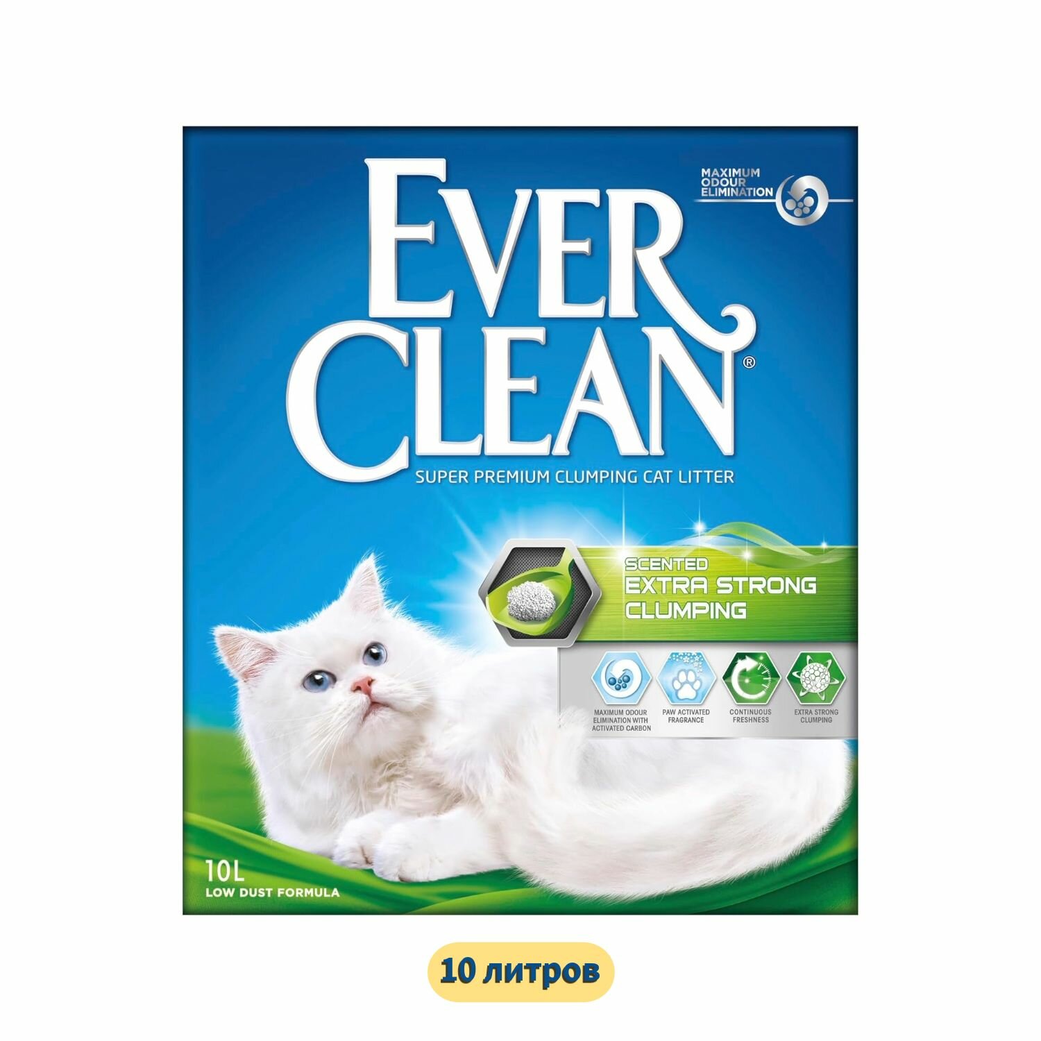 Ever Clean наполнитель комкующийся для кошачьего туалета 10л Extra Strong Clumping Scented со свежим ароматом и сверхсильным комкованием.