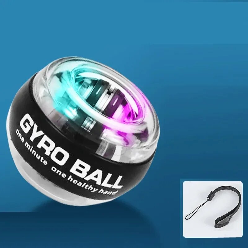 Гироскопический мяч Powerball 2026 NEW с цветной подсветкой, тренажер для спортзала, black