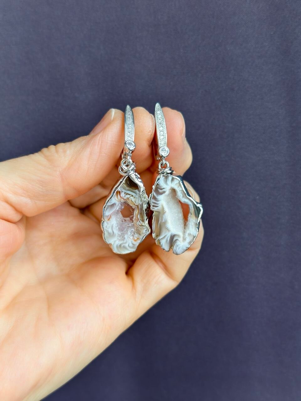 Серьги, агат