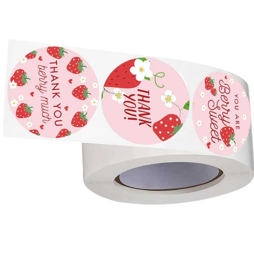 500 шт Наклейки с клубникой 'Спасибо' для свадеб и вечеринок