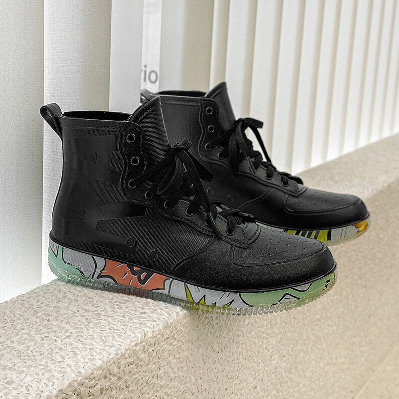 Модные резиновые сапоги, женские и парные низкие водонепроницаемые ботинки, мужские водонепроницаемые сапоги, нескользящие резиновые сапоги, короткие резиновые туфли для студентов.